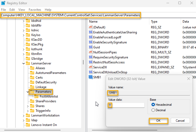 Ensure 'Configure SMB v1 server' is set to 'Disabled' (CIS LEVEL 1)