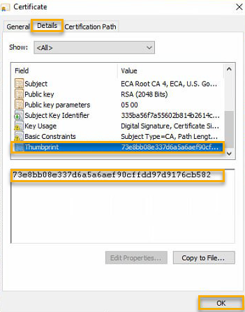 The External Root CA certificates must be installed in the Trusted Root ...